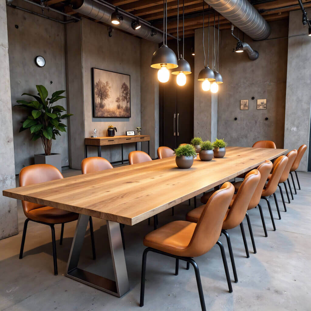Nordic Conference Table: Solid Wood and Modern Aesthetic
